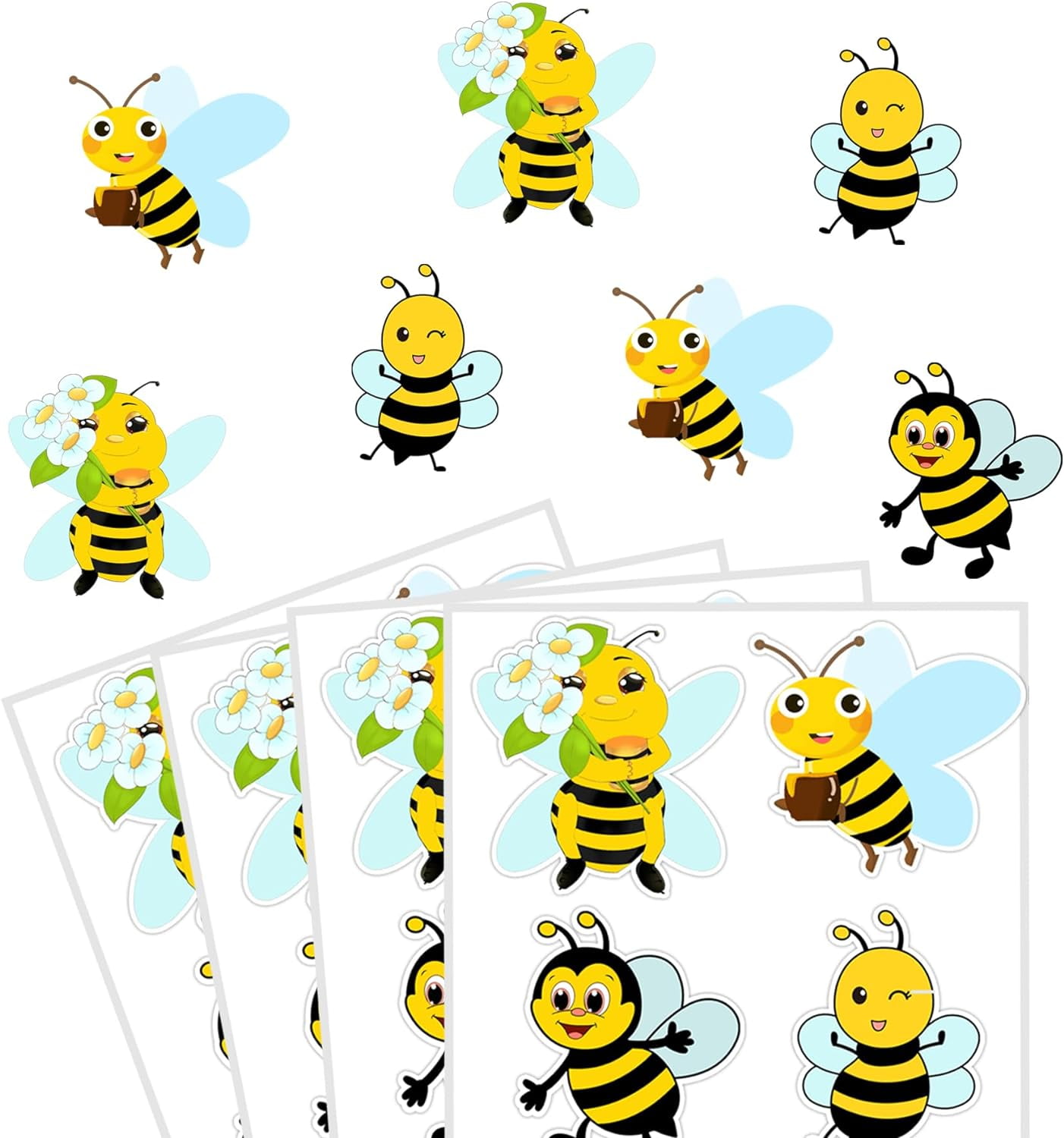 Cute Bee Stickers 1.5inch Waterproof Bees Decoration Stickers Bee Theme ...