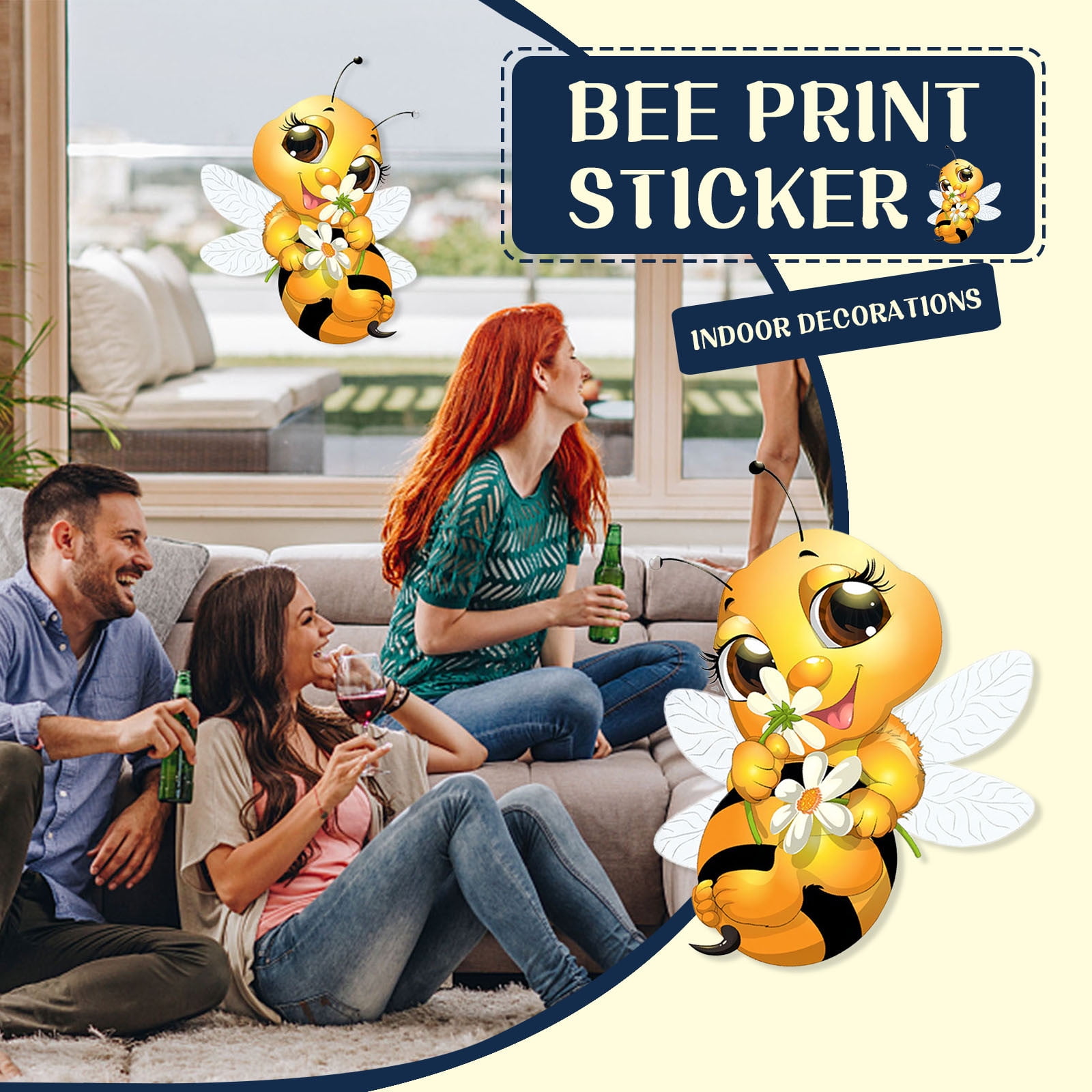 Cute Bee Wall Stickers for Kids Bedroom,Bee Floral Wall Decals for ...