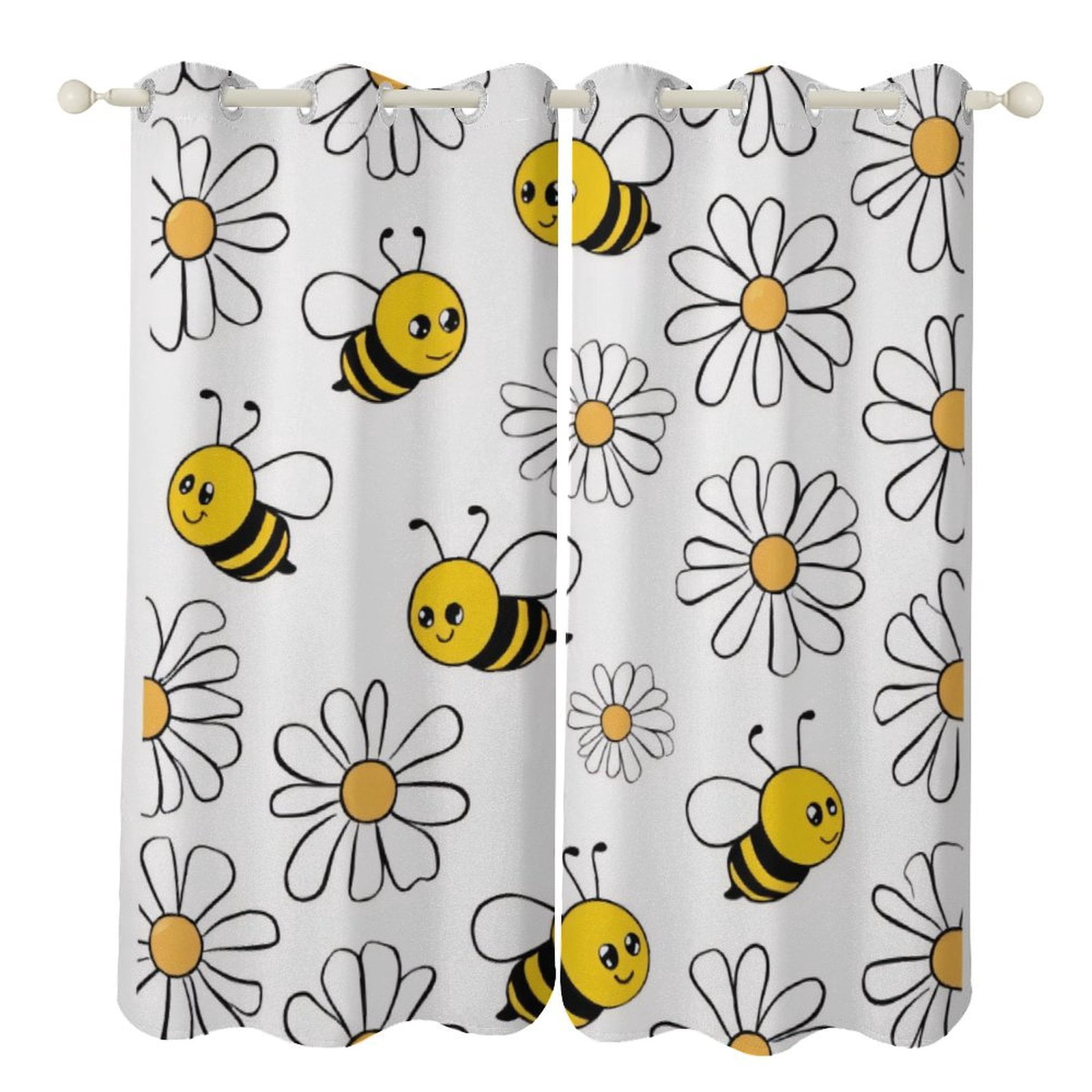 Cute Bees And Daisies Pattern(1) Luxury Window Curtains Blinds for ...