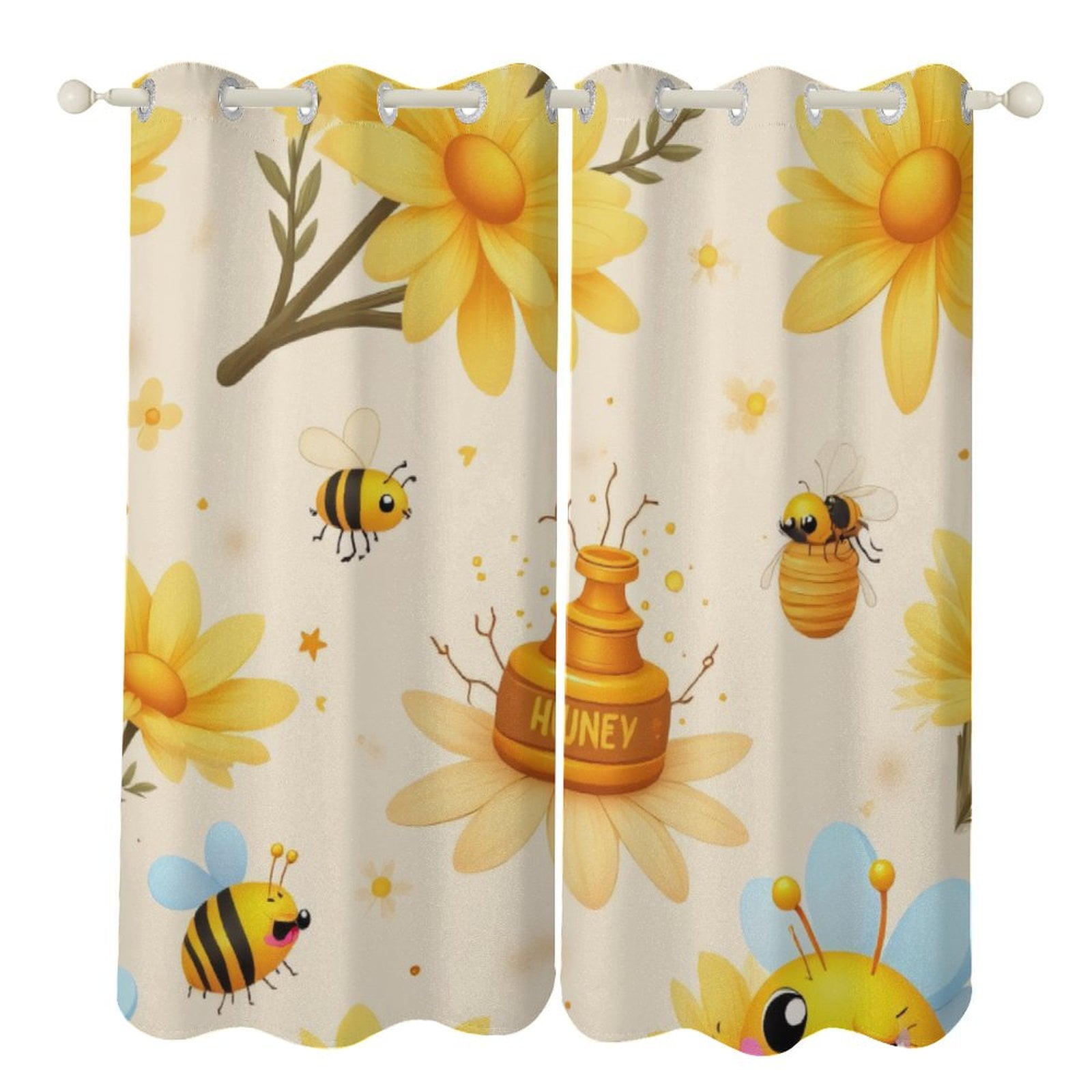 Cute Bees And Honey Pattern Luxury Window Curtains Blinds for Living ...