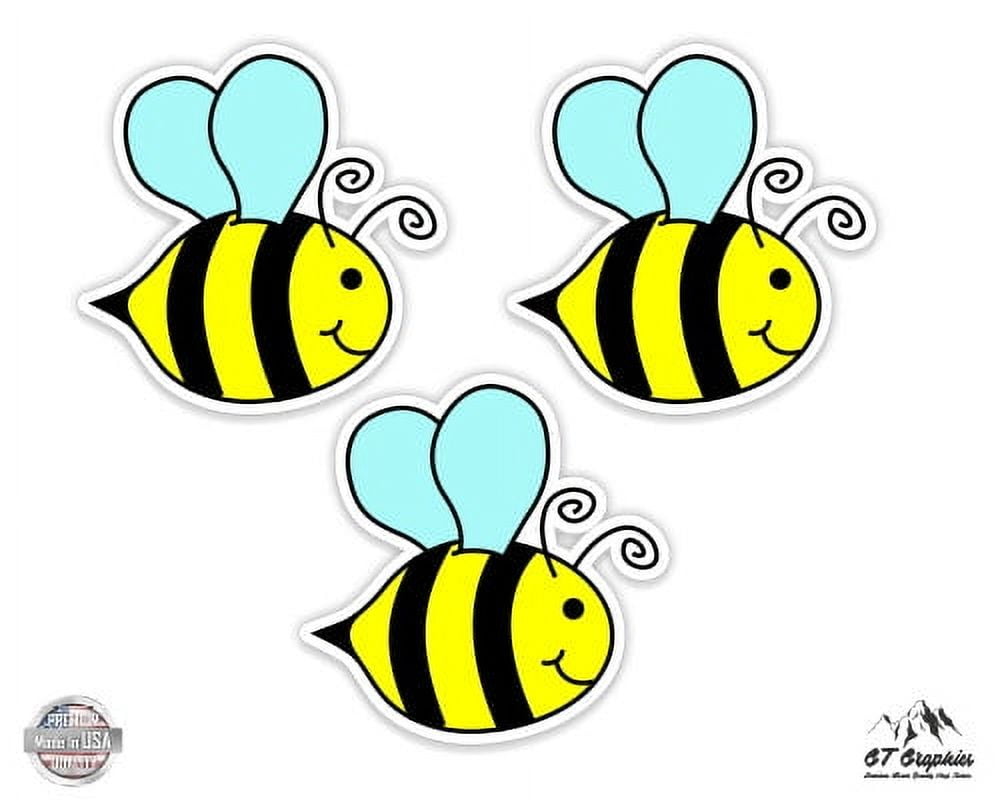 Cute Bees Set of 3 - 2" Each Vinyl Stickers - For Car Laptop I-Pad ...