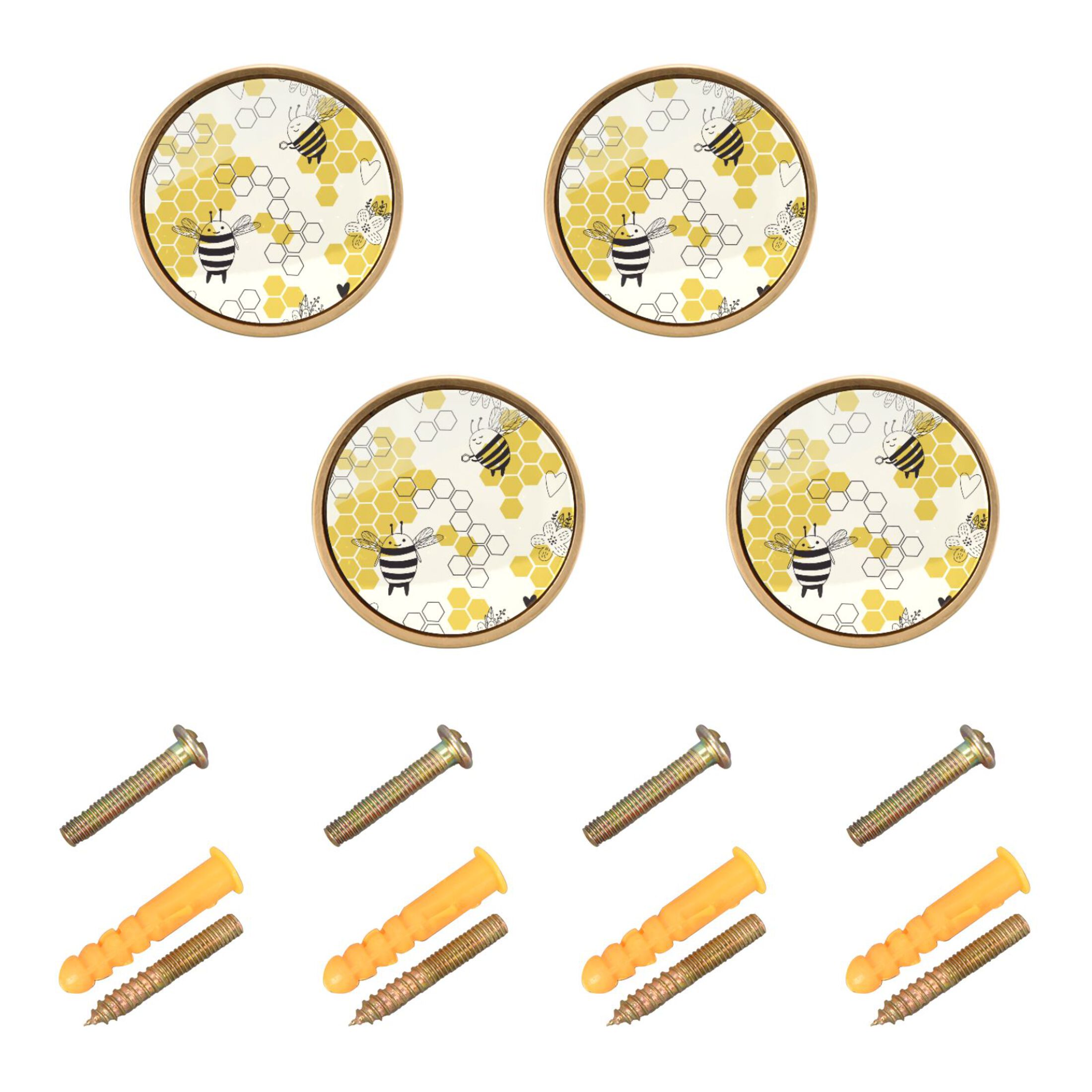 Cute Bees and Honey Cabinet Knobs Kitchen Drawers Knobs Door Round ...