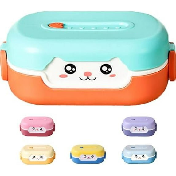 Cute Bento Box, with Cutlery Set Portable Lunch Box, 700ML Leak-proof 2 ...