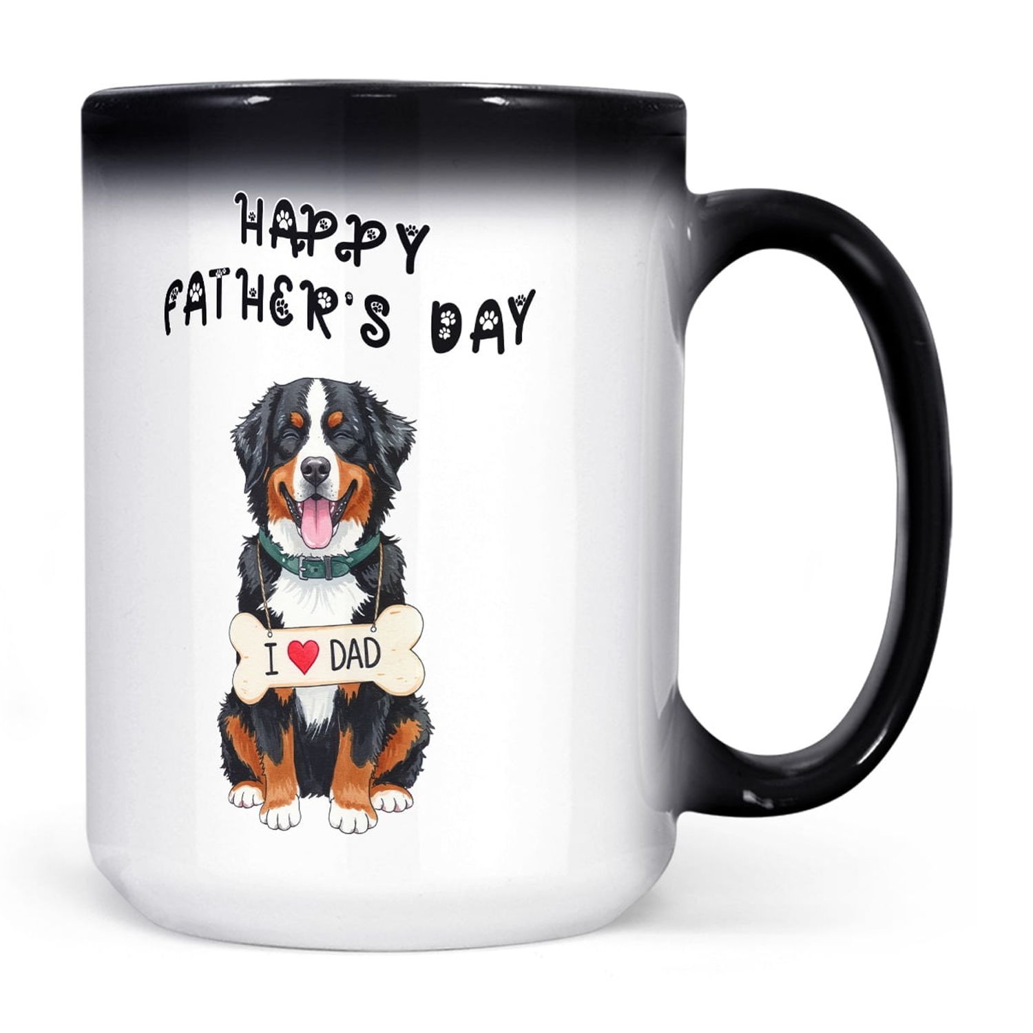 Cute Bernese Mountain Dog Loves Dad Happy Father's Day Heat Color ...