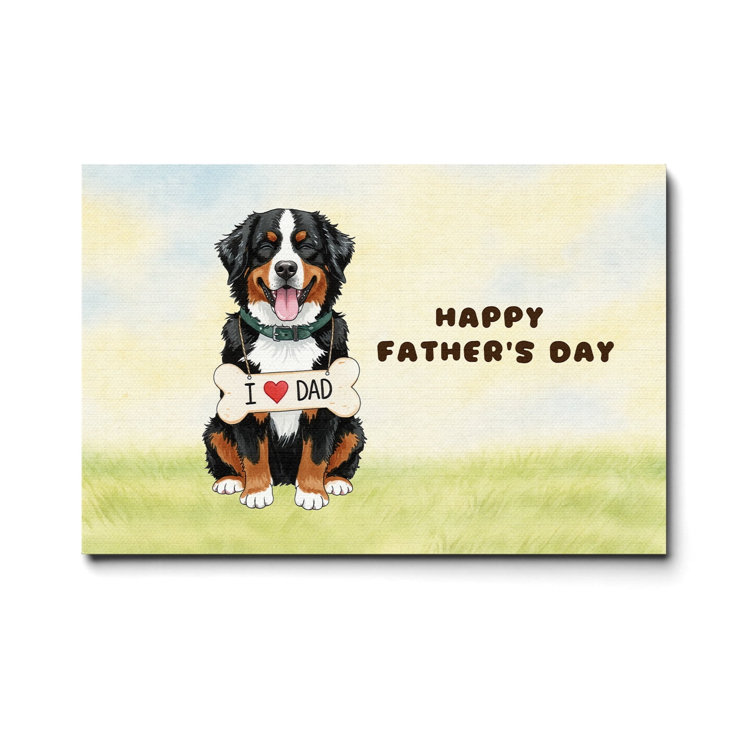 Cute Bernese Mountain Dog Loves Dad Happy Father's Day Horizontal Matte ...