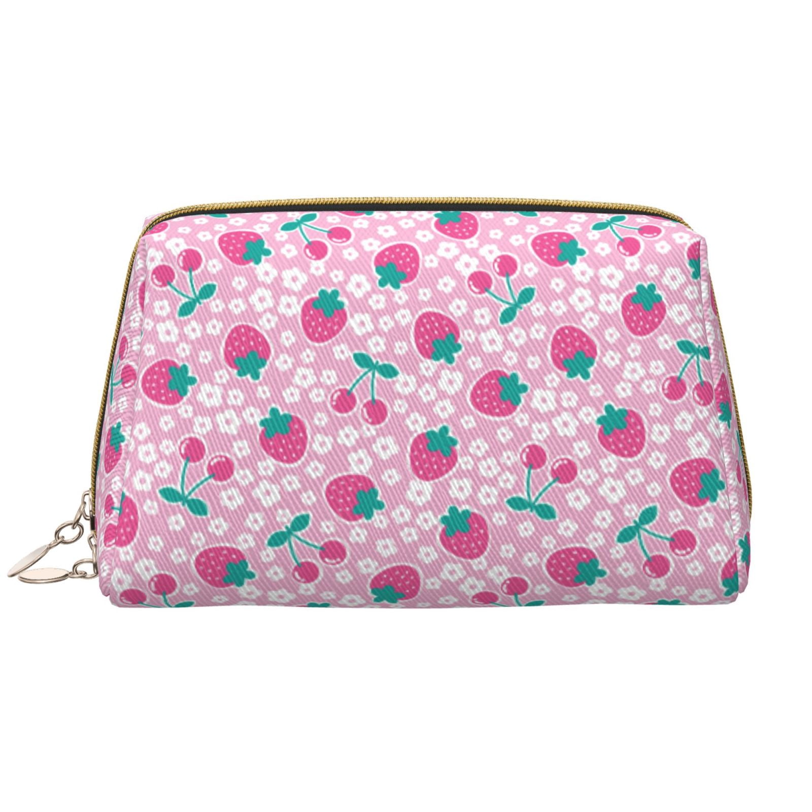 Cute Berry Strawberry Flower Makeup Bag, Large Capacity Cosmetic Bag ...