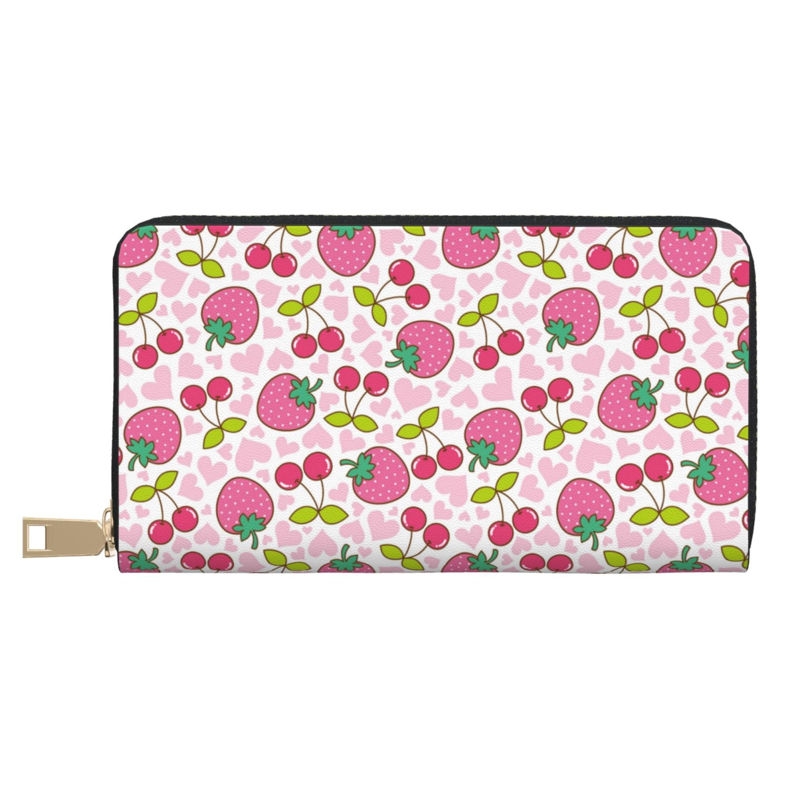 Cute Berry Strawberry Love Wallet Women, Leather Bifold Multi Card ...
