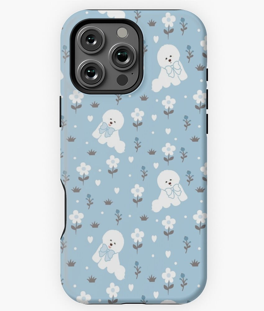 Cute Bichon Frise in Winter Garden Phone Case for iPhone 16 15 14 13 12 ...