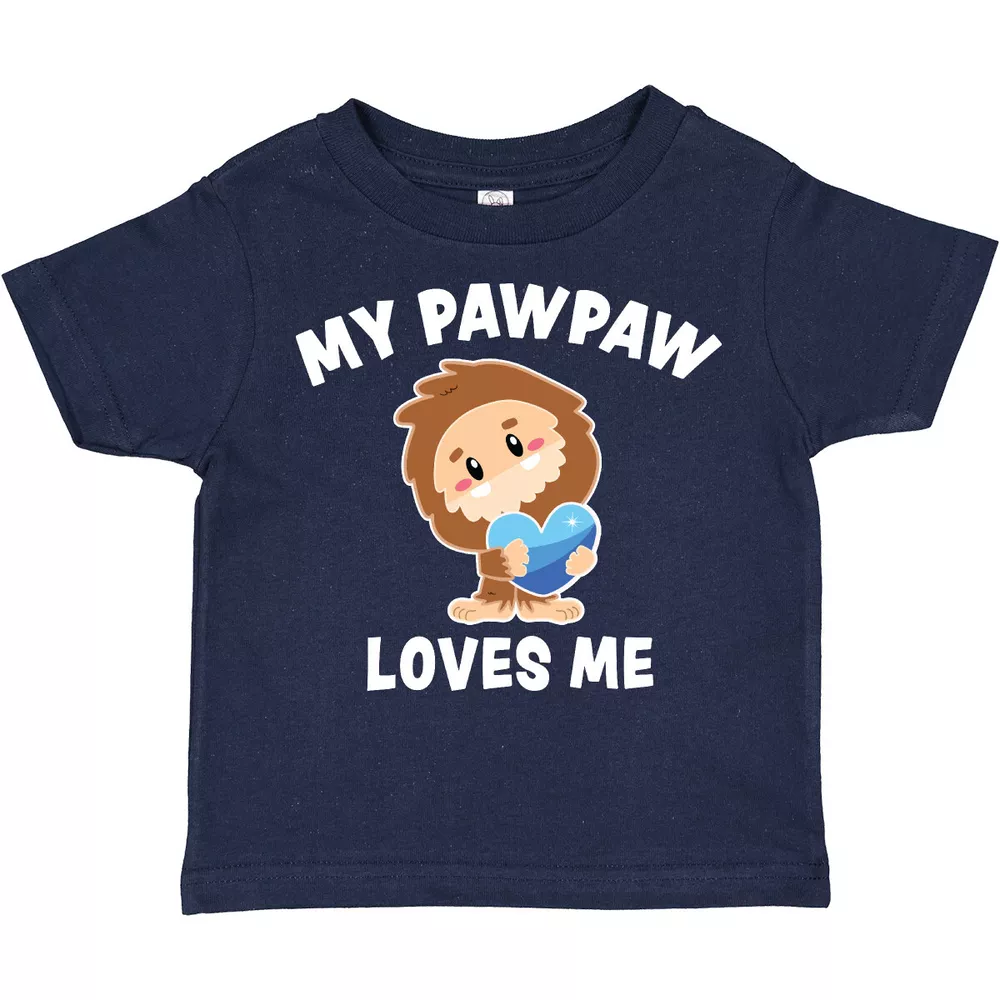 Cute Bigfoot My Pawpaw Loves Me Toddler T-Shirt Children Grandpa Love Baby Clothing, Cute Baby ...