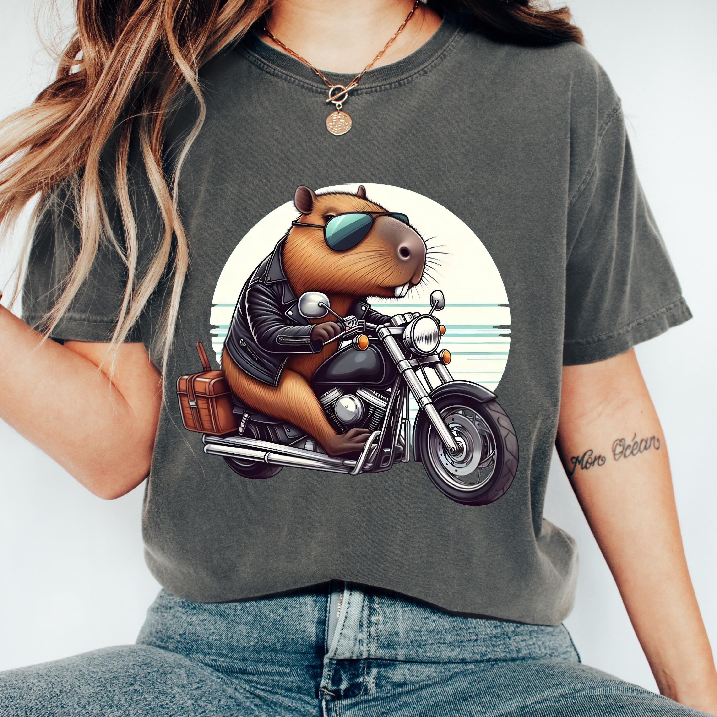 Cute Biker Guinea Pig Riding Motorcycle T-Shirt | Comfort Colors | Fun ...