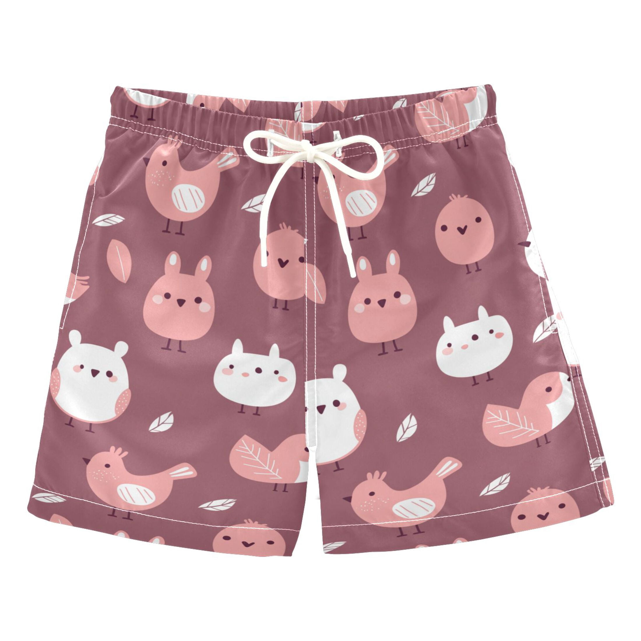 Cute Bird Pattern Swim Trunks Quick Dry Beach Pool Board Shorts ...