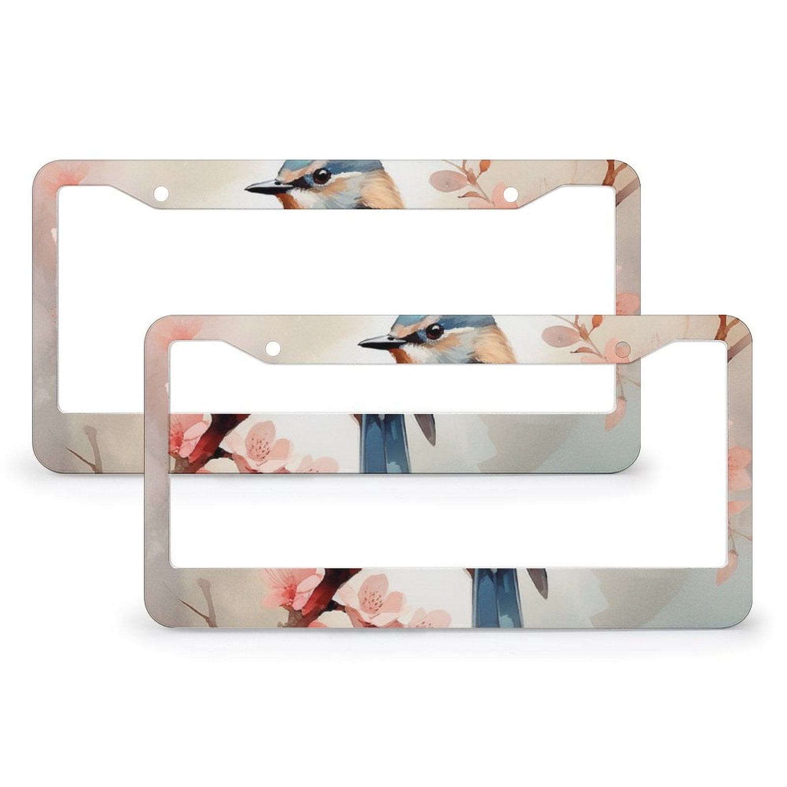 A Cute Bird On A Tree Branch License Plate Frames 2 Pcs Set Branch ...