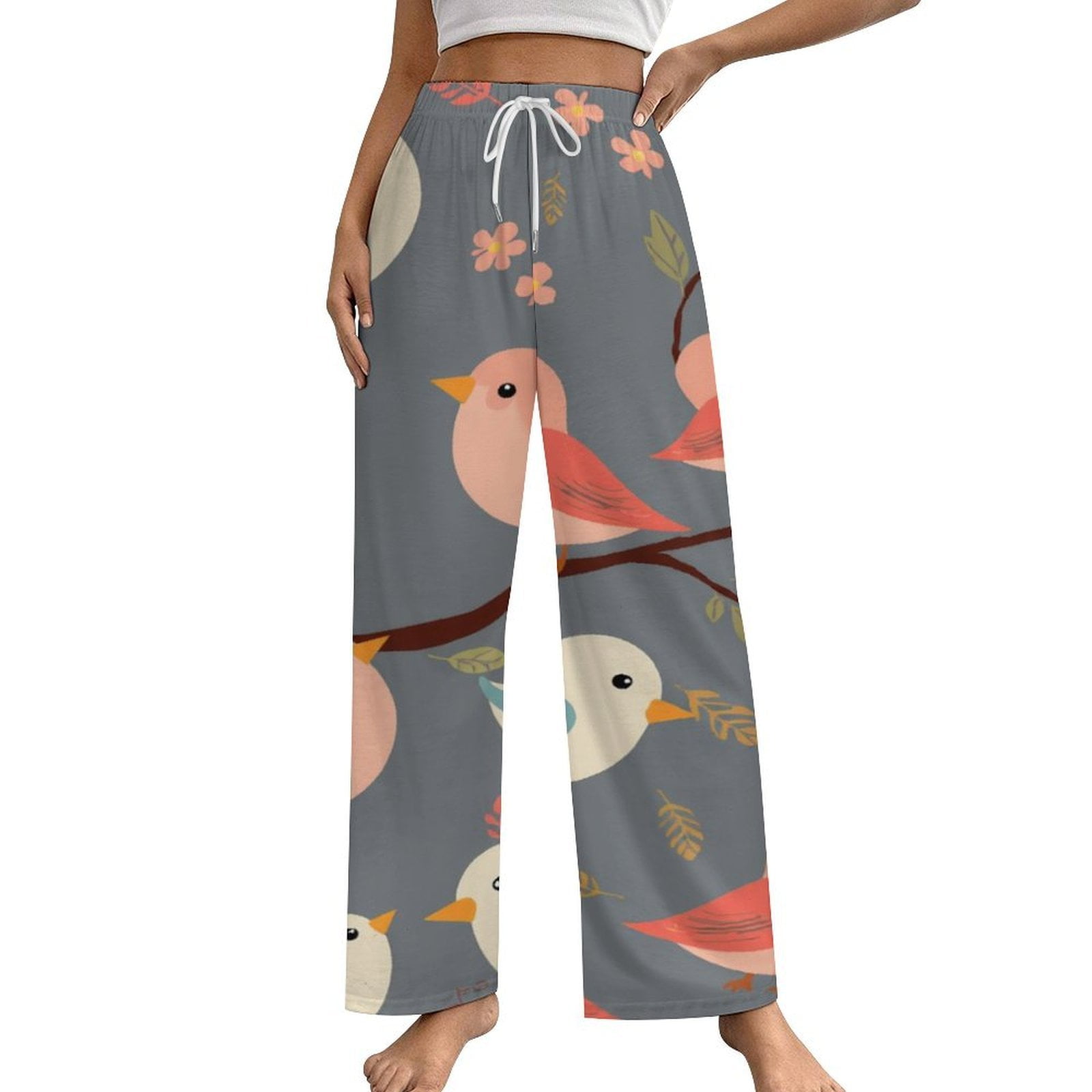 Cute Birds Floral Pattern(5) Women's Pajama Pants Casual Trousers ...