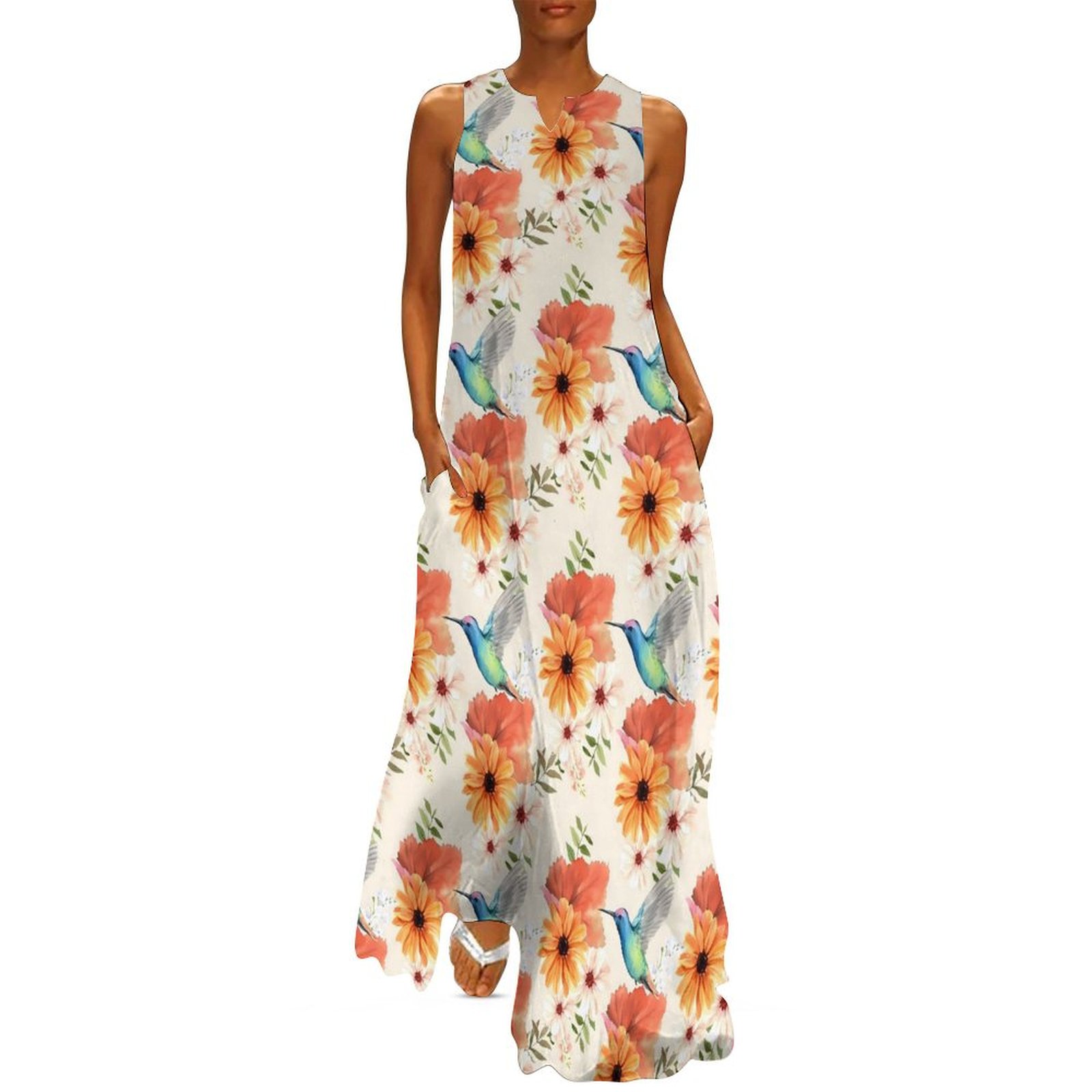 Cute Birds Flower Dress Magnolia And Titmouse Sexy Maxi Dress Fashion ...