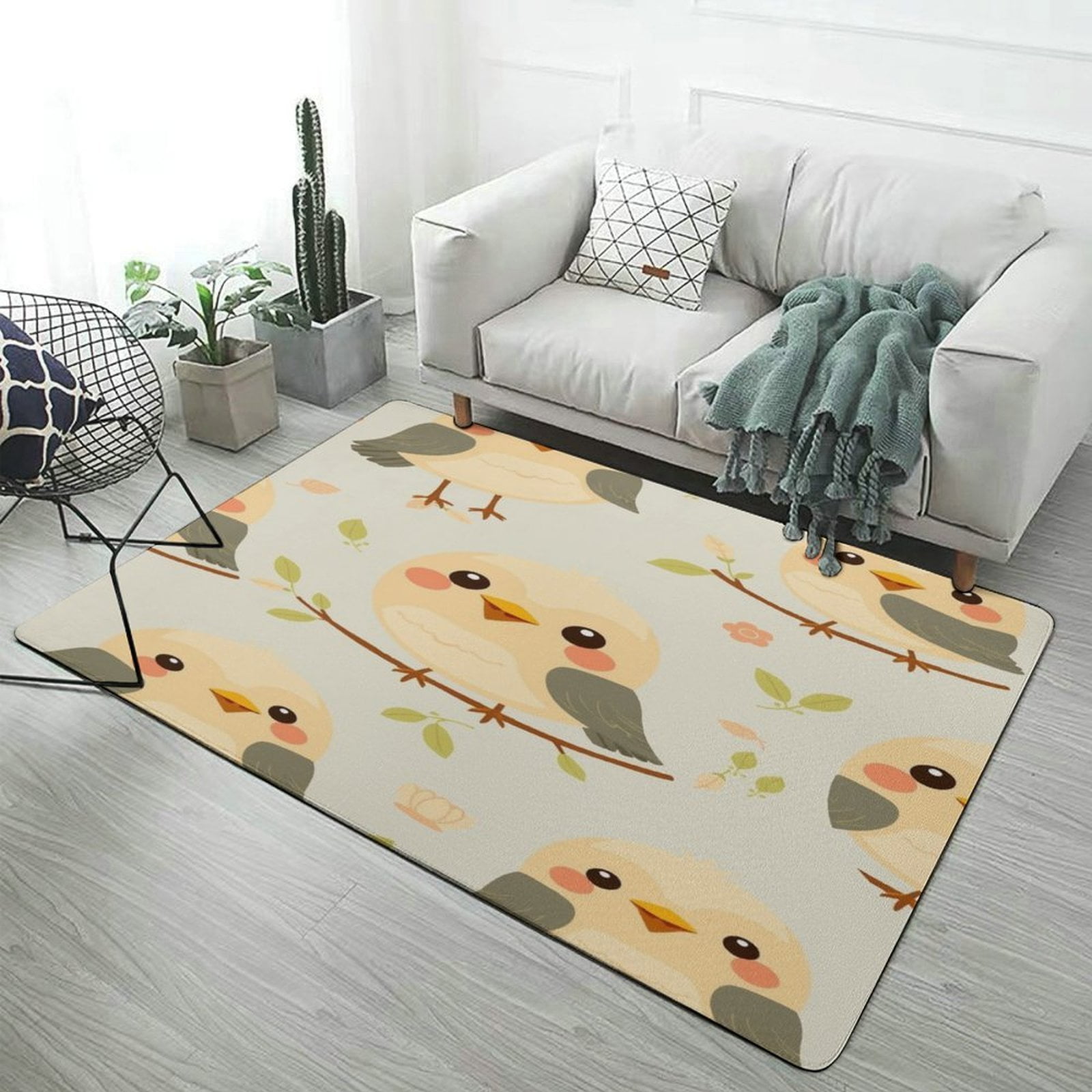 Cute Birds Pattern(2) Rug Non-Slip Floor Carpet for Living Room Bedroom ...