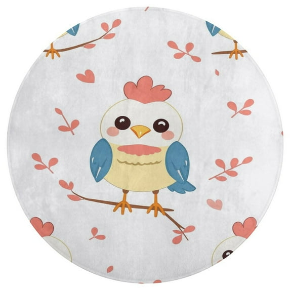 Cute Birds Seamless Pattern Round Rugs Bedroom Table Mat Dirt Resistant ...