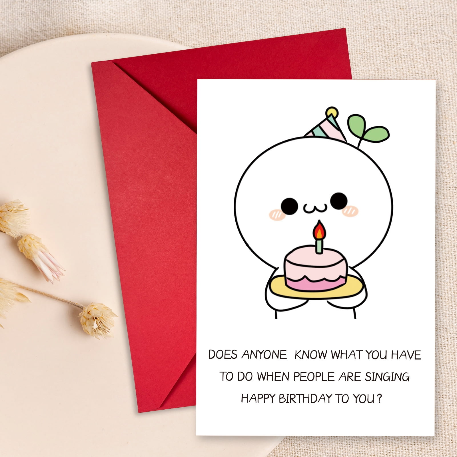 Cute Birthday Card with Cake & Cartoon Character - Perfect for ...