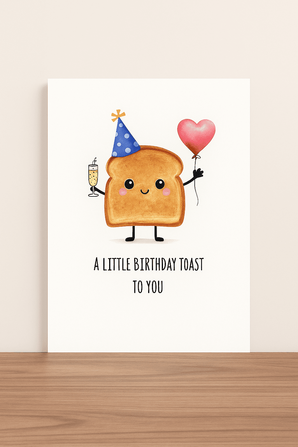 Cute Birthday Card with Toast Character – "A Little Birthday Toast to ...