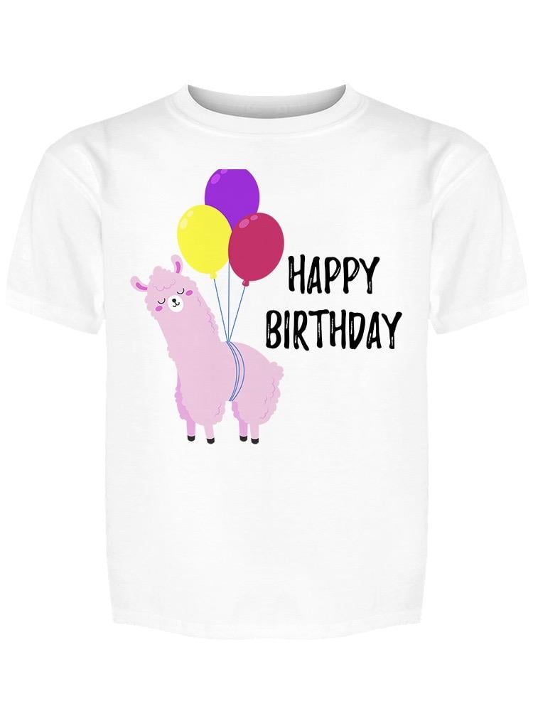 Cute Birthday Llama And Balloons Tee Girl's -Image by Shutterstock ...