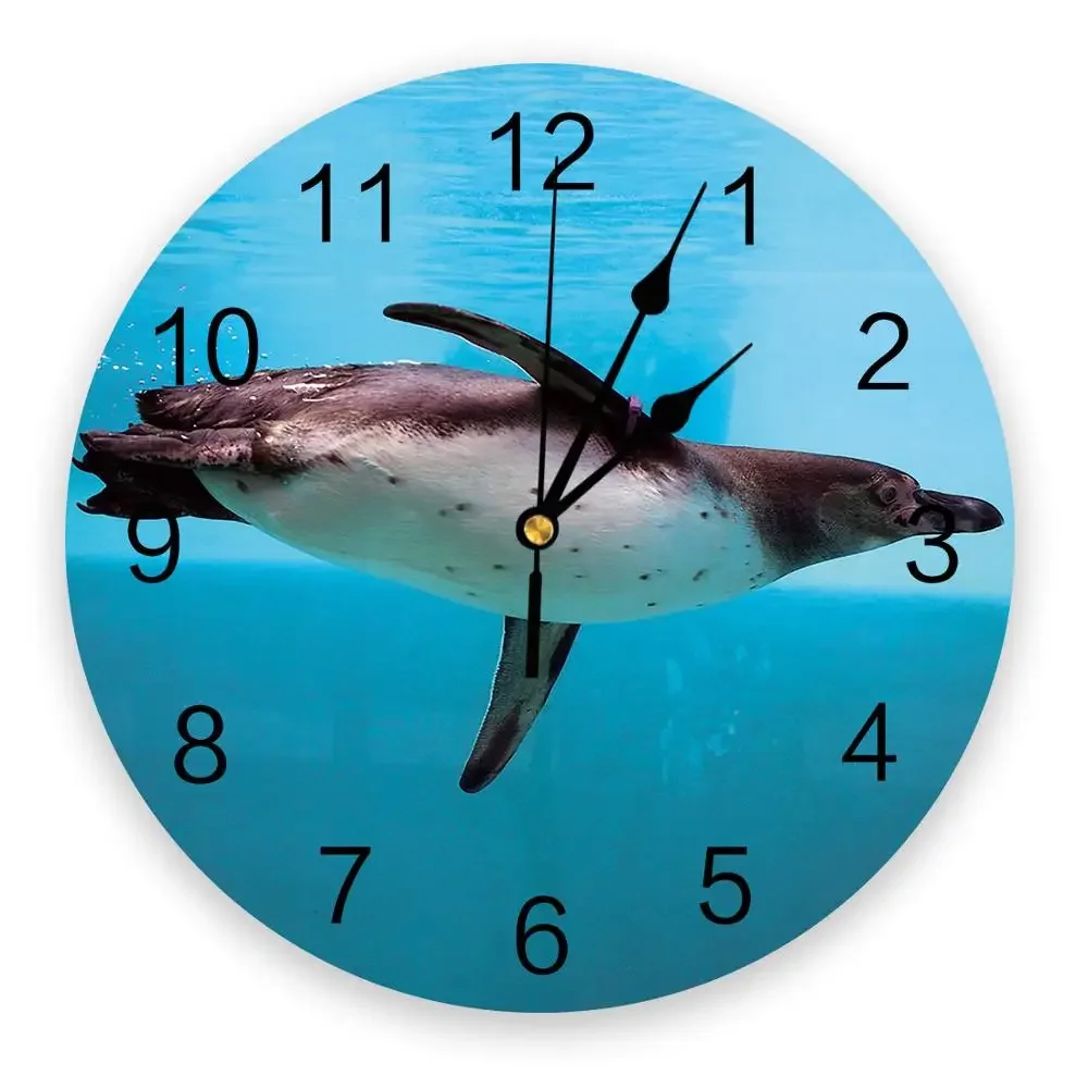 Cute Black And White Penguin PVC Wall Clock Living Room Bedroom Wall ...