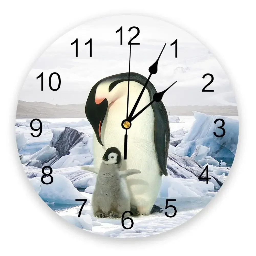 Cute Black And White Penguin PVC Wall Clock Living Room Bedroom Wall ...