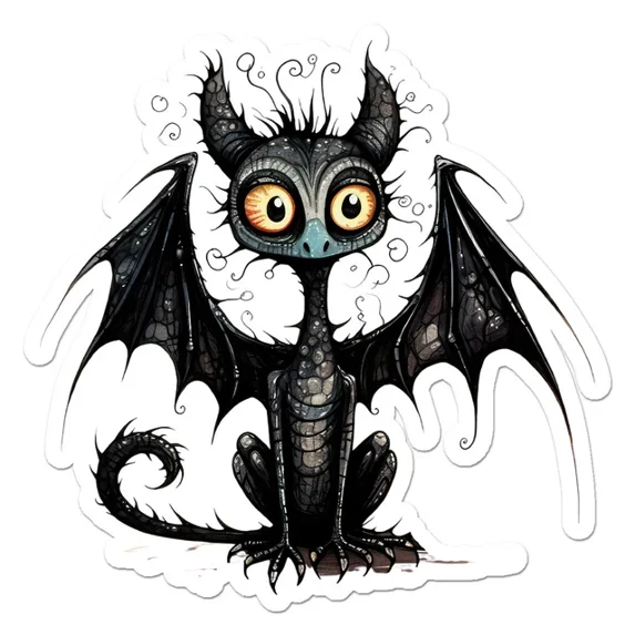 Cute Black Bat Dragon Sticker Phone Decal Water Bottle Stickers Car ...