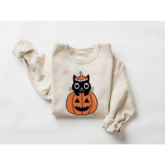 Cute Black Cat Halloween T-Shirt, Womens Halloween Shirt, Halloween ...