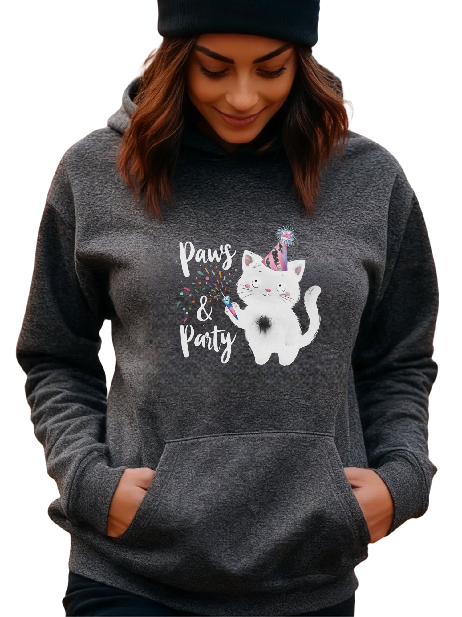 Cute Black Cat Hoodie for Women and Men, Unisex Casual Pullover ...
