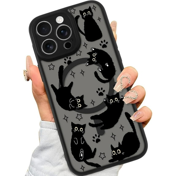 Cute Black Cat Phone Case for iPhone 15 Pro Max Magnetic Case 6.7 ...