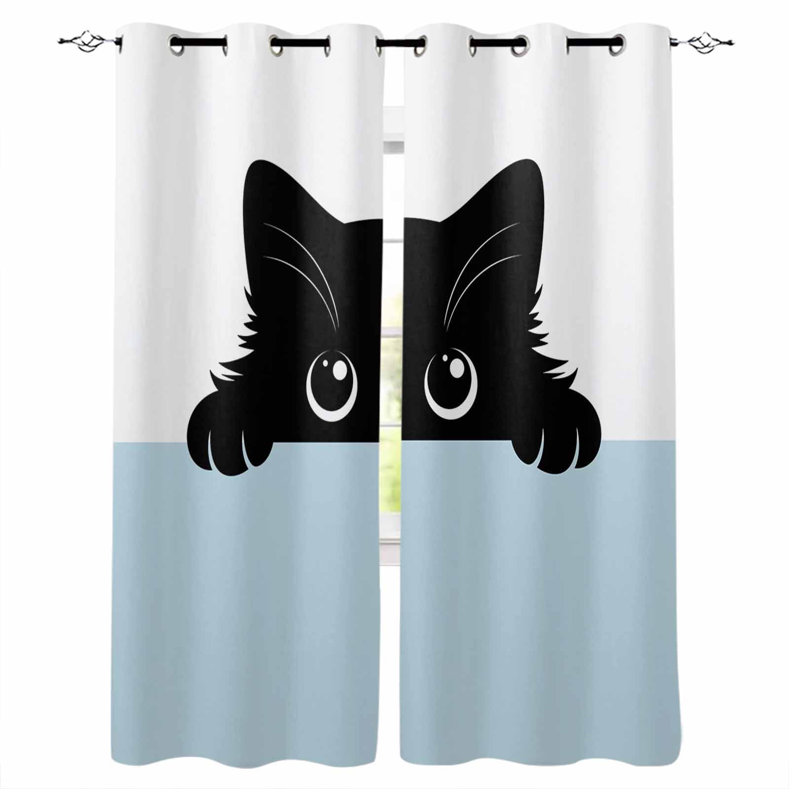 Cute Black Cats Blackout Curtains for Bedroom - 84 Inch Long Light ...