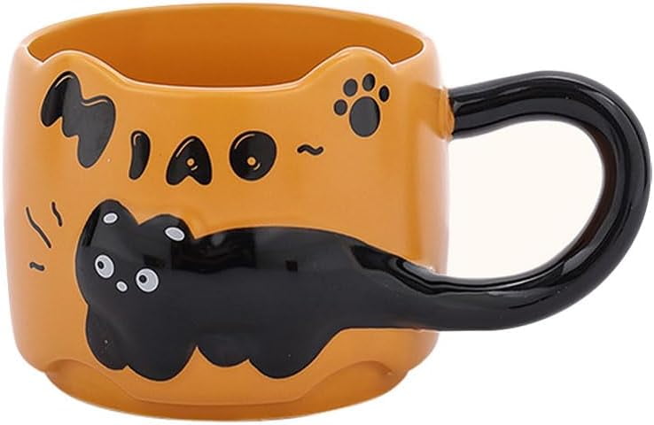 Cute Black Cats Coffee Mugs 380Ml/12.8Oz Relief Design Cartoon Cats ...