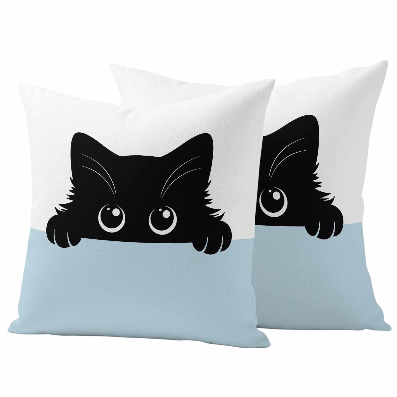 Cute Black Cats Outdoor Waterproof Pillow Covers, Cartoons Funny Cats ...