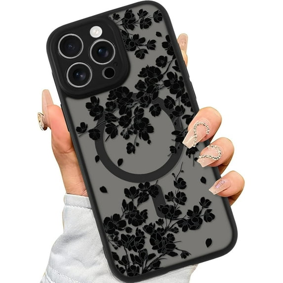 Cute Black Cherry Blossoms Phone Case for iPhone 14 Pro Magnetic Case 6 ...
