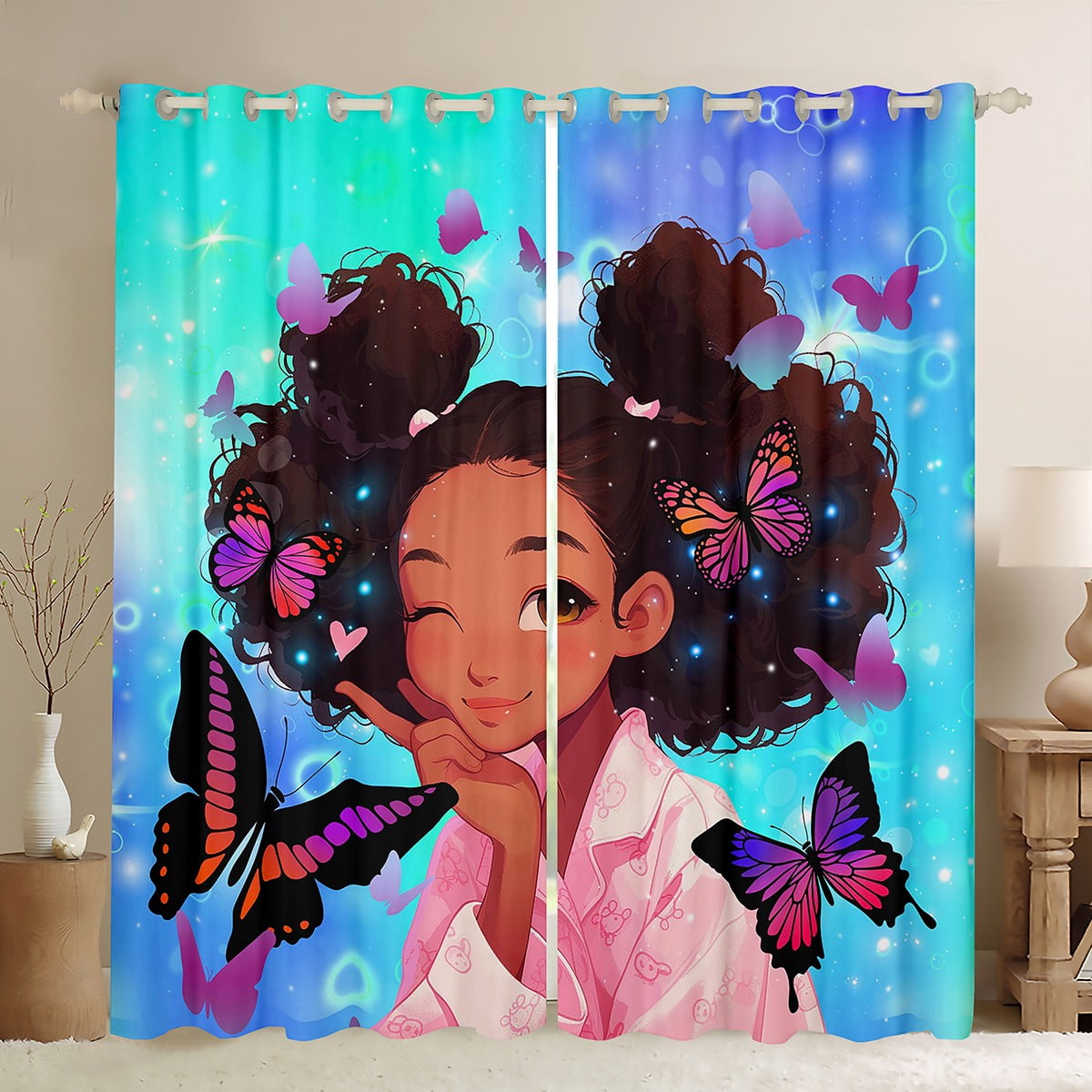 Cute Black Girls Blackout Curtains Pretty Girls Curtains, American ...