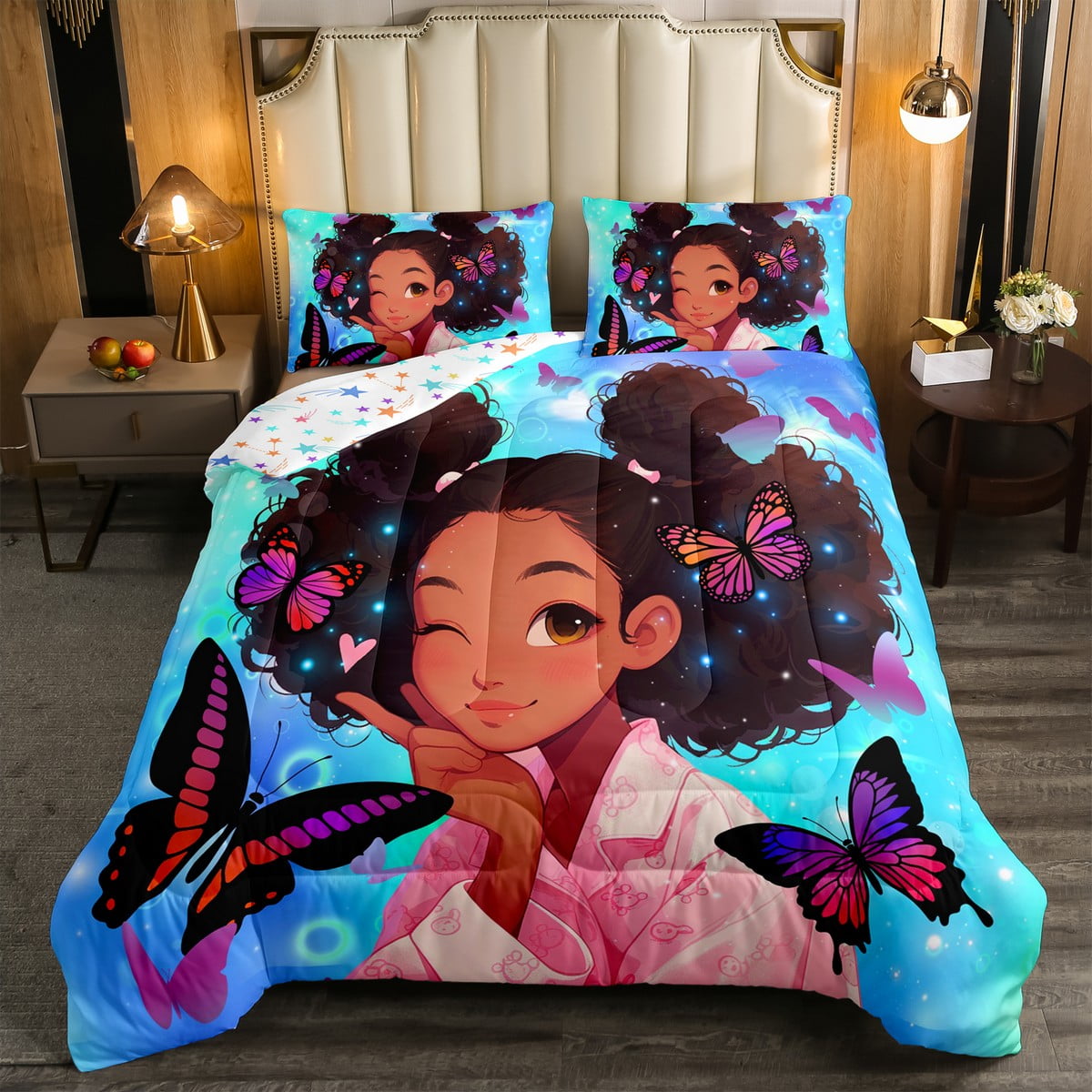 Cute Black Comforter Set Full Size Pretty Bedding, American Black ...