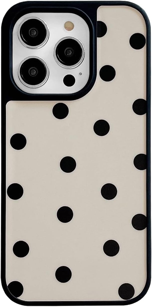 Cute Black Polka Dots Matte Phone Case Compatible with iPhone 15 Pro ...