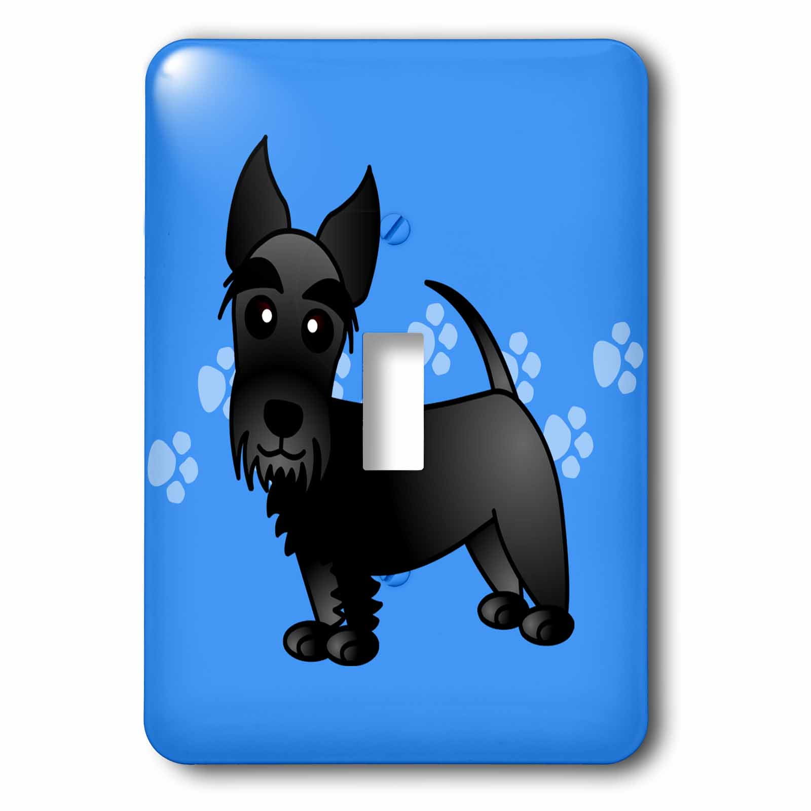 Cute Black Scottie - Cartoon Dog - Blue with Pawprints single toggle ...