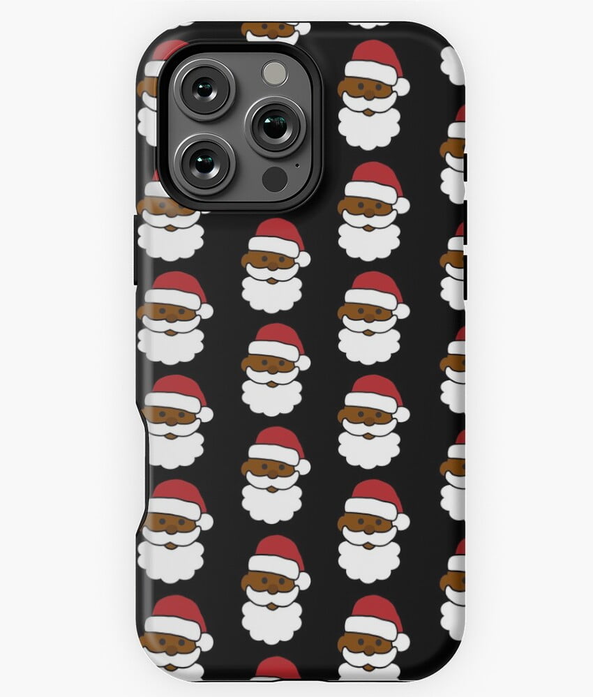Cute Black St. Nick Emoji Face Holiday Phone Case for iPhone 16 15 14 ...