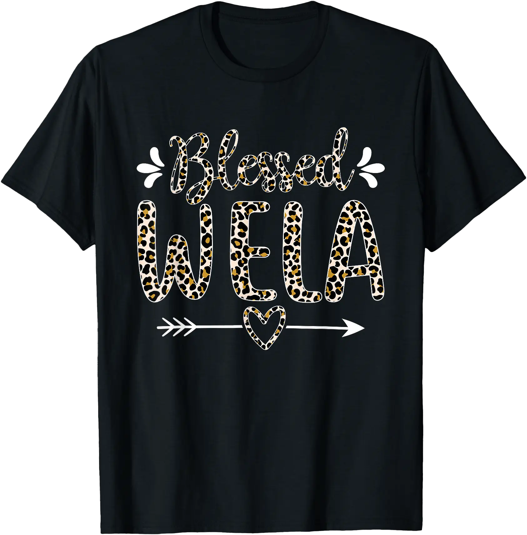Cute Blessed Wela Leopard Print T-Shirt for Grandma Grandmother Mothers ...