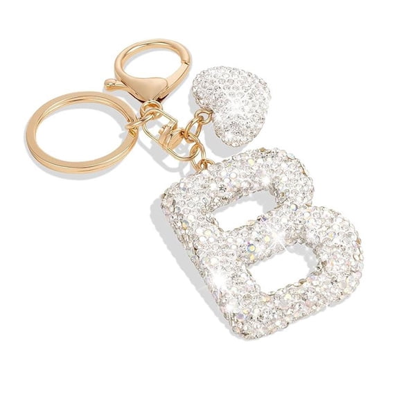 Cute Bling Initial Letter Keychain - Cute Resin Pendant with Heart ...