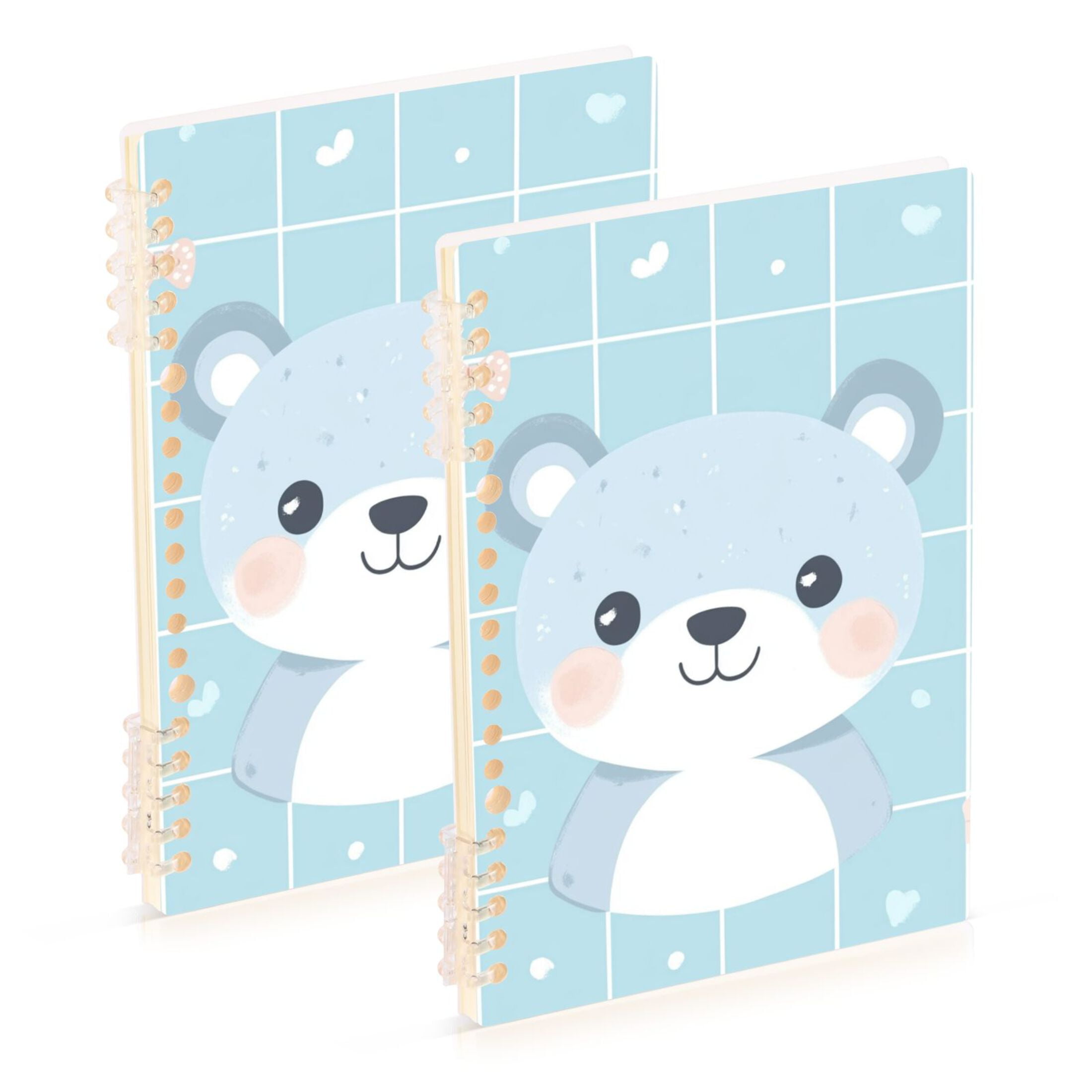 Cute Blue Bears Plaids Bowknots Notebook Detachable Coil Notebook Diary ...