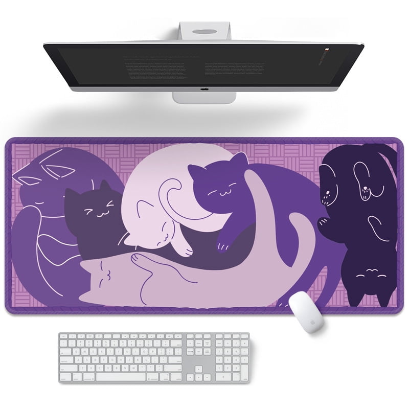 Cute Blue Cat Pattern Desk Mat, Kawaii Gaming Mouse Pad - Walmart.com