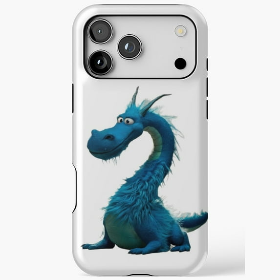 Cute Blue Fluffy Plush Funny Dragon iPhone Case 17 16 15 14 13 12 11 ...