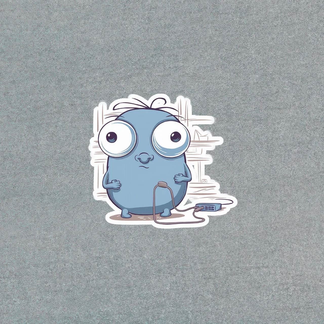 Cute Blue Googly Eyed Monster Sticker - Kawaii Cartoon Characterphone ...