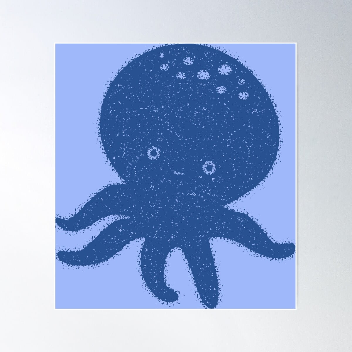 Cute Blue Octopus Poster Wall Art, Modern Wall Decor For Living Room ...