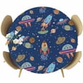 Cute Blue Space Round Tablecloth 45-54 Inch Round Fitted Table Cloth ...