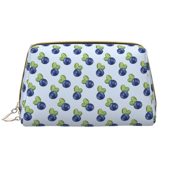 Cute Blueberry Cyan Blue Makeup Bag, Large Capacity Cosmetic Bag ...