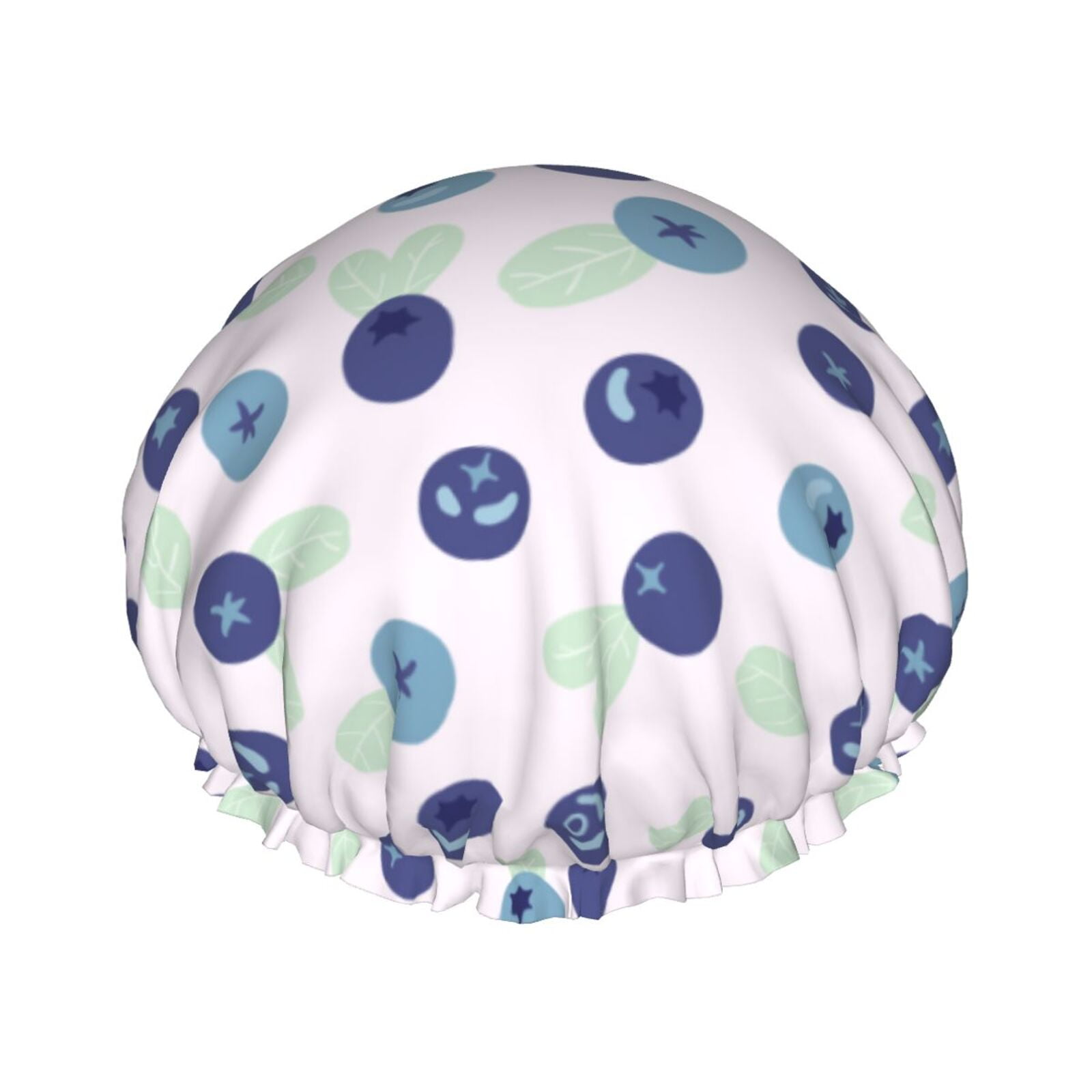 Cute Blueberry Leaves Shower Cap, Reusable Bath Hair Hat for all Hair ...