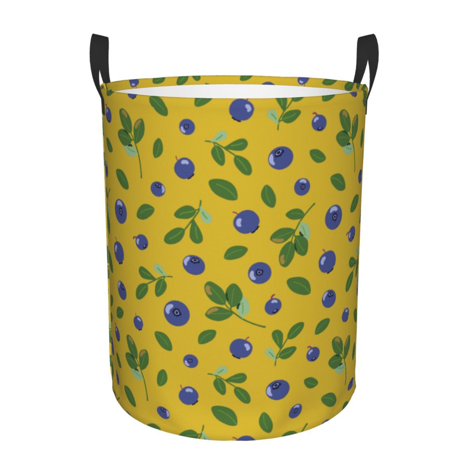 Cute Blueberry Yellow Laundry Basket with Handles - Freestanding ...
