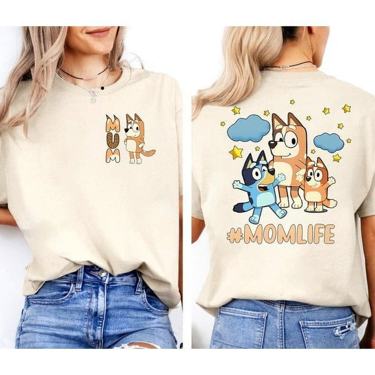 Cute Bluey Mumlife Vintage 2 Side Classic , Cute Bluey Mom Retro ...